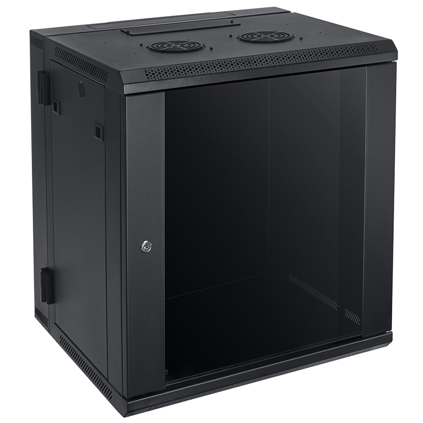 12U Enclosed Locking Rack with Swing Out Wall Mount – RED ATOM