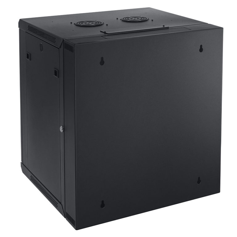 12U Enclosed Locking Rack with Swing Out Wall Mount – RED ATOM