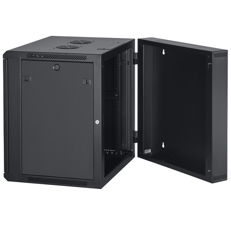 12U Enclosed Locking Rack with Swing Out Wall Mount – RED ATOM