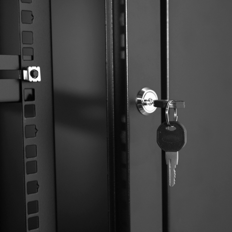 12U Enclosed Locking Rack with Swing Out Wall Mount – RED ATOM