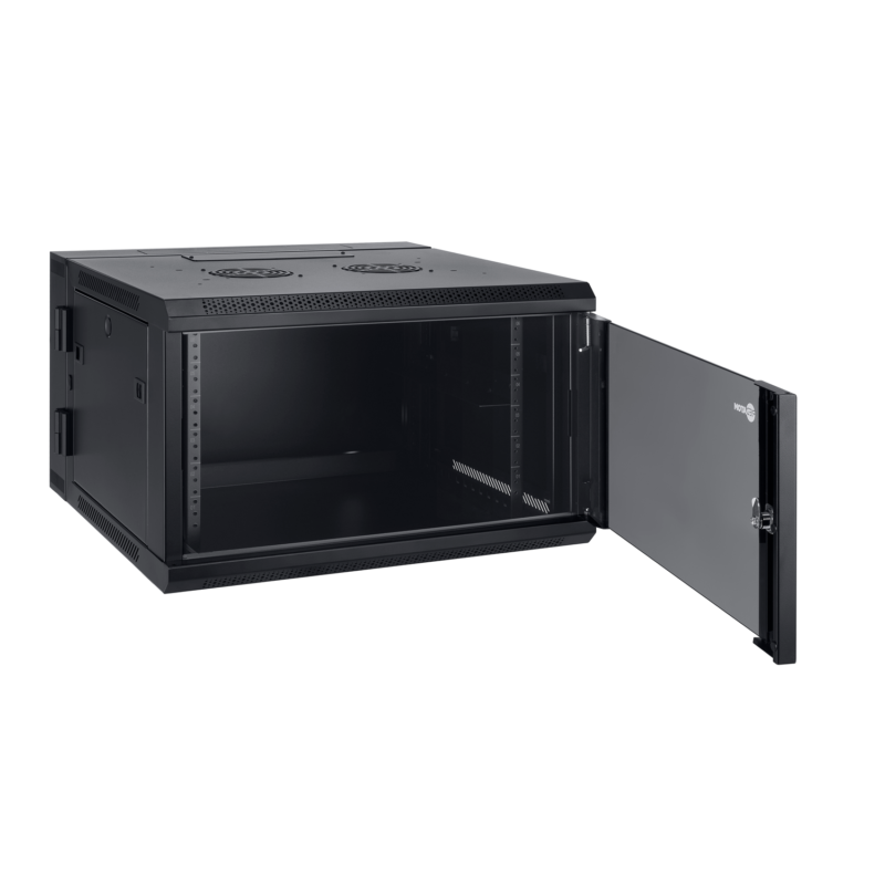 6U Enclosed Locking Rack Swing Out Wall Mount – RED ATOM